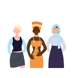 Three women cartoons cultural diversity Royalty Free Vector