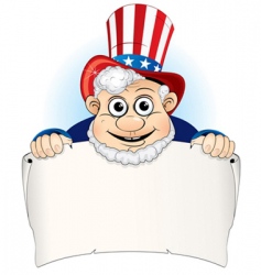 Uncle sam cartoon holding american flag Royalty Free Vector