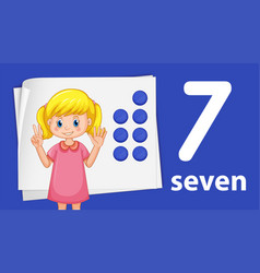 Girl showing number seven banner Royalty Free Vector Image
