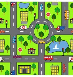 Cartoon map seamless pattern with houses and roads