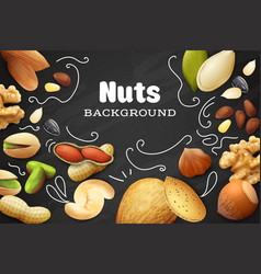 Realistic nuts frame Royalty Free Vector Image