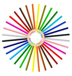 Rainbow colored pencils arrayed in a circle Vector Image