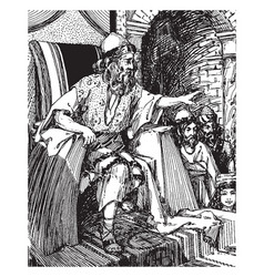 Saul tries to kill david with his javelin vintage Vector Image