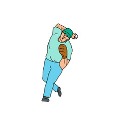 Baseball Pitcher Player Cartoon Royalty Free Vector Image
