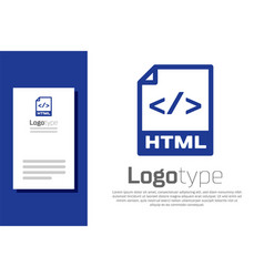 Blue html file document download html button icon Vector Image