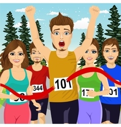Female athlete runner winning marathon Royalty Free Vector
