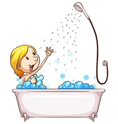 Sketch of a girl taking shower Royalty Free Vector Image