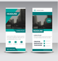 Green curve Business Roll Up Banner flat design Vector Image
