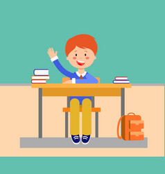 Students hand up in classroom Royalty Free Vector Image