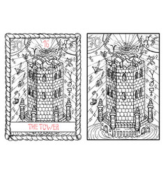 Major arcana tarot cards the tower large tower Vector Image