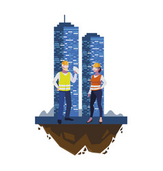 Couple builders constructors workers Royalty Free Vector