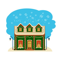 Cartoon christmas houses set snow winter city Vector Image