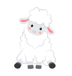 Cartoon smiling white sheep jumping on Royalty Free Vector