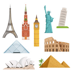 Travel Icons And Different Landmarks Famous World Vector Image
