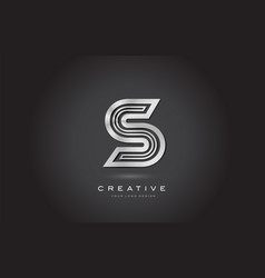 Silver metal s letter design brush paint stroke Vector Image