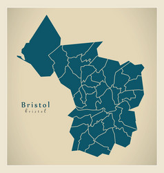 Bristol map with wards and modern round shapes Vector Image