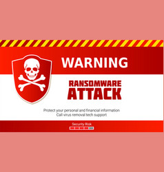 Ransomware virus emblem of malware attack skull Vector Image