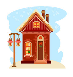 Cartoon christmas houses set snow winter city Vector Image