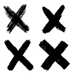 Set hand drawn x marks isolated on white Vector Image