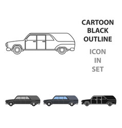 Hearse icon in outline style isolated on white Vector Image