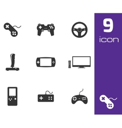 Black video game icons set Royalty Free Vector Image