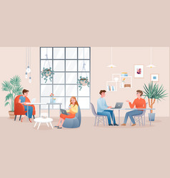 Coworking isometric business team freelancer Vector Image