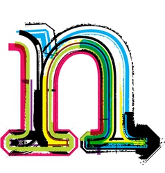 Grunge colorful font Letter N Royalty Free Vector Image