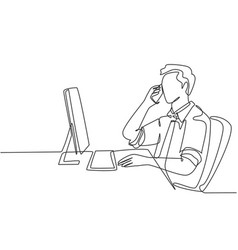 One continuous line drawing and computer Vector Image