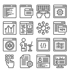 Thin line flat design concept banner for software Vector Image