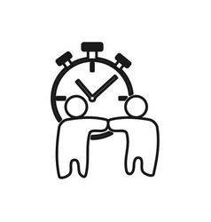 Stopwatch hand commitment teamwork together Vector Image