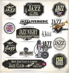 Jazz music stamps and labels Royalty Free Vector Image