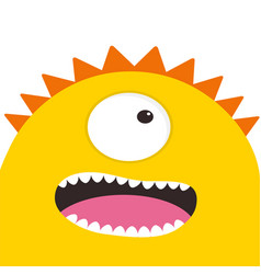 Yellow monster with one eye teeth tongue Funny Vector Image