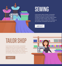 Garment factory horizontal banners Royalty Free Vector Image