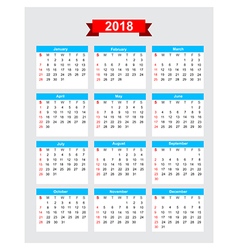 2019 calendar week start sunday Royalty Free Vector Image