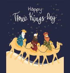 Card for happy three kings day celebration Vector Image