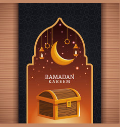 Ramadan kareem with waning moon and islamic art Vector Image
