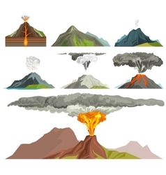 Volcano eruption isolated Royalty Free Vector Image