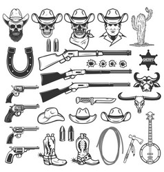 Wild west and cowboys vintage emblems Royalty Free Vector
