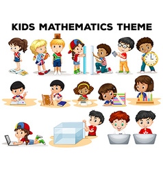 Children solving math problems Royalty Free Vector Image
