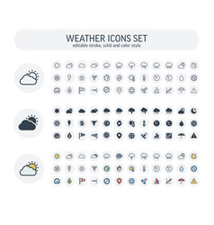 Weather line icons editable stroke Royalty Free Vector Image