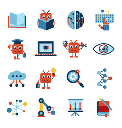 Artificial intelligence self learning icon set Vector Image