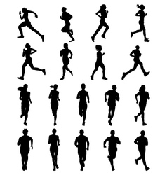 Black silhouettes of running Royalty Free Vector Image
