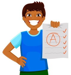 Boy getting zero on test Royalty Free Vector Image