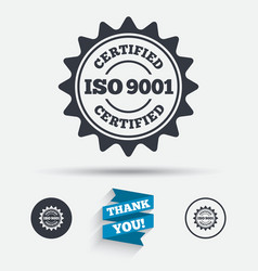 ISO 9001 certified sign Certification stamp Vector Image