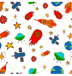 Childish seamless pattern hand drawn space Vector Image