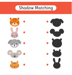 Shadow matching game for kids worksheets Vector Image