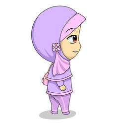 Chibi muslim female cartoon characters daily Vector Image