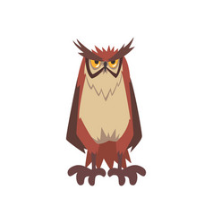 Cartoon owl in evil mood emotional bird character Vector Image