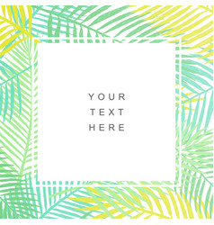 Square card with tropical leaves Royalty Free Vector Image