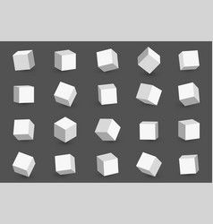 Set white cubes in various tilt angles Royalty Free Vector